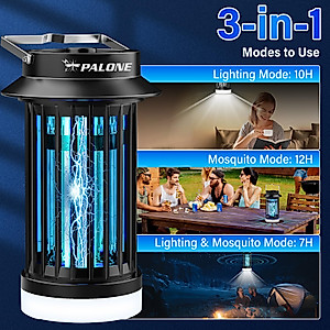 PALONE Bug Zapper for Outdoor Indoor, Mosquito Zapper Rechargeable Fly Killer, Portable Electric Fly Traps, Mosquito Killer, Insect Pest Control with LED Light for Backyard, Patio, Camping, Fishing