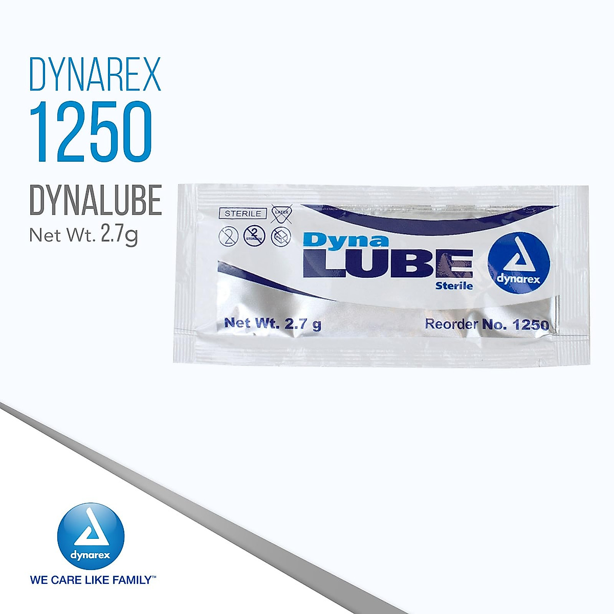 Dynarex DynaLube Lubricating Jelly, Water Soluble and Sterile Lubricant Jelly, Used for Body Orifices, Hinged Instruments and Medical Devices, 1 Box of 144 DynaLube Packets, 2.7g