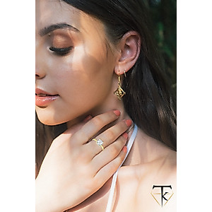 Takar Solid Elegant 10k Gold Asscher Cut CZ Engagement Ring for Women, Cubic Zirconia Solitaire Jewelry, Gold Solitaire Engagement Ring in Yellow, White and Rose Gold, Made In USA.