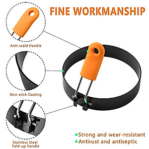 Egg Rings Set of 8 Pancake Mold Stainless Steel Egg Ring for Griddle Nonstick Omelette And Pancake Rings for Muffins (Set of 8)