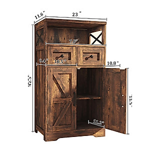 Befrases Farmhouse Storage Cabinet with Drawers and Shelves, Freestanding Kitchen Pantry Storage Cabinet, Floor Storage Cabinet Hutch Cupboard for Dining/Living Room/Home Office, Rustic Brown