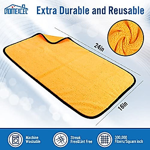 HOMEXCEL Microfiber Towels for Car,Premium Cleaning Cloth Lint Free,Scratch Free,Strong Water Absorption,Car Washing Drying Towel for Household,Auto Detailing,Windows,16" x 24",3 Pack