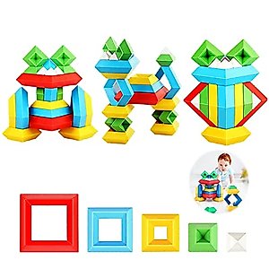 2023 Pyramids Stacking Blocks, Montessori Toys, Creative Building Pyramids Stacking Blocks Educational Toys, Building Blocks Stacking Educational Toys STEM Sensory Toys Gifts for Kids Age 1-5 (60PCS)