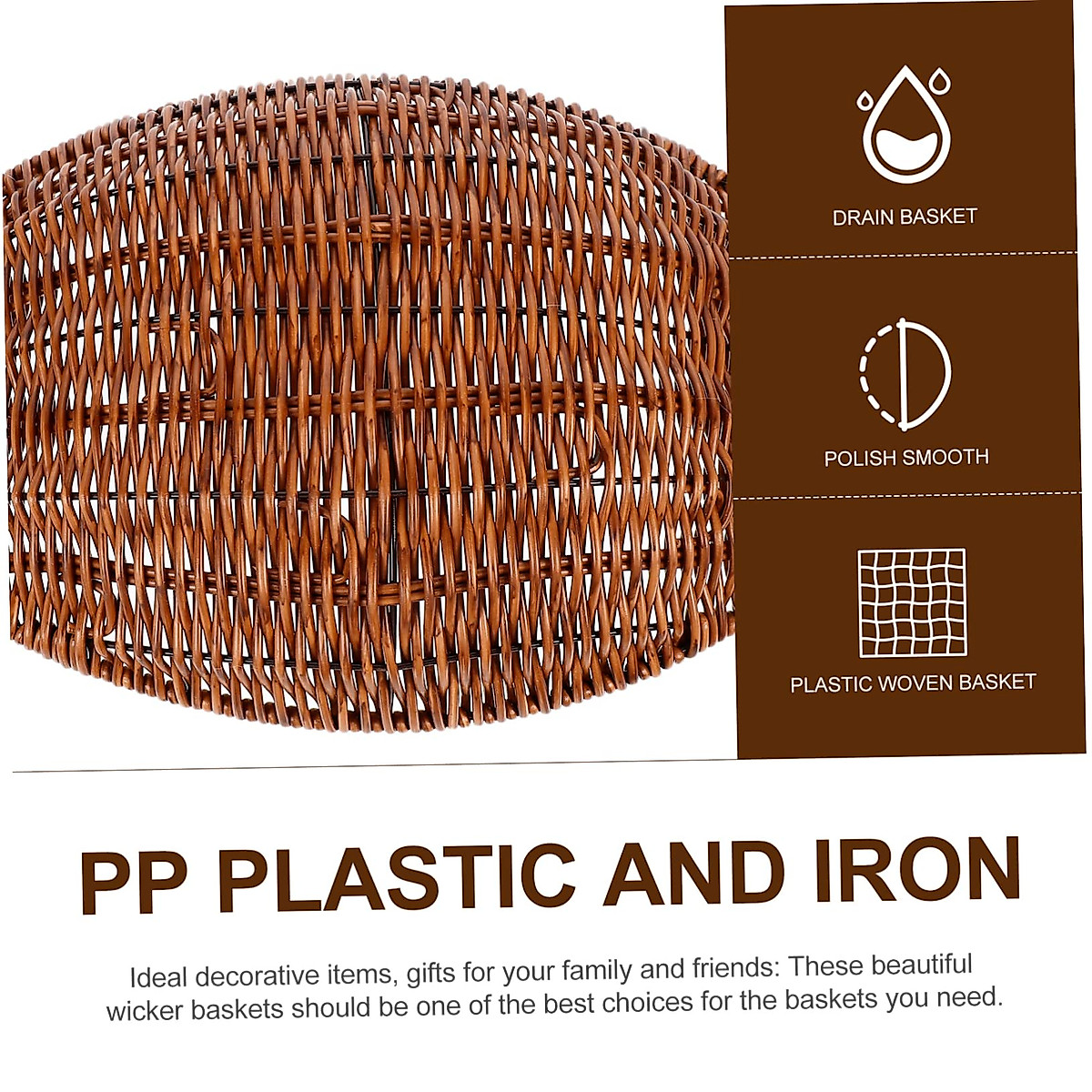 Angoily Rattan Weaving Storage Basket Fruit Bread Snack Woven Basket Simulated Rattan Elegant Decorative