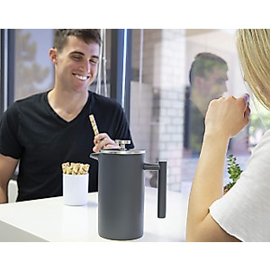 MIRA 34 oz Stainless Steel French Press Coffee Maker with 3 Extra Filters | Double Walled Insulated Coffee & Tea Brewer Pot & Maker | Keeps Brewed Coffee or Tea Hot | 1000 ml