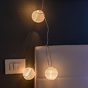 gresonic Lantern String Lights 20 LEDs 15 Feet,Waterproof Indoor Outdoor Nylon Hanging Lights Plug in for Wedding Decorations Patio Porch Window Decor(Warm White)