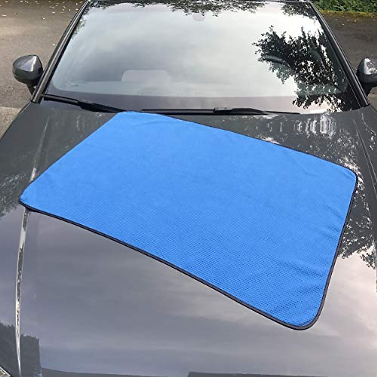 POLYTE Elite Microfiber Drying Towel (25x36, 2 Pack, Waffle, Blue)