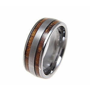 Arthur's Jewelry Tungsten 8mm wedding band ring Hawaiian koa wood inlay comfort fit size 10