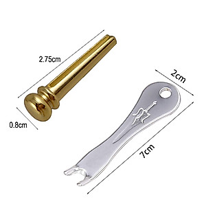 Amadget Guitar Bridge Pins 6pcs Brass Endpin for Guitar With Guitar Bridge Pin Puller