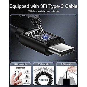 USB C Car Charger, 3.4A Cigarette Lighter Fast Charging Adapter with 3ft USB-C Coiled Cable for Google Pixel 7 Pro 6a 6 5a 4 XL 3, Galaxy S23 Ultra S22 S21 A14 5G A13 A03s A51, iPhone 14 13, Car Plug