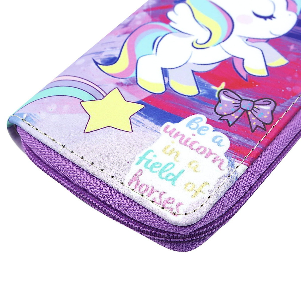 Women Long Purse Wallet Cartoon Unicorn Clutch Handbag Zipper Around Cute Card Holder Coin Purse for Teen Girls