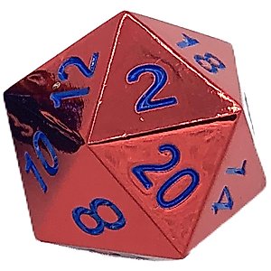 RPG Dice - Metal MTG & DND of D20 Polyhedral Die for Dungeons and Dragons, Magic The Gathering & More - 20 Sided, Solid Metallic, Balanced Feel with Smooth Red Finish for Playing & Gaming