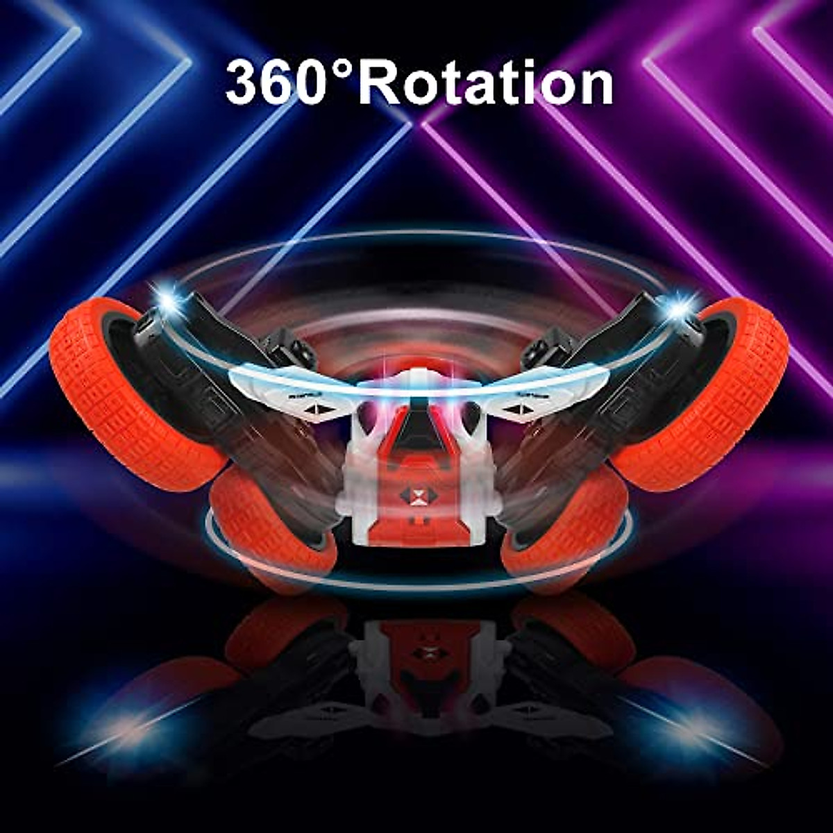 RC Stunt Car for Kids - OWNONE Double Side Remote Control Car for Boys, 360°Flips Rotating Stunt Car with LED Lights, 4WD 2.4Ghz Rechargeable Stunt Remote Control Car Toy (Red)
