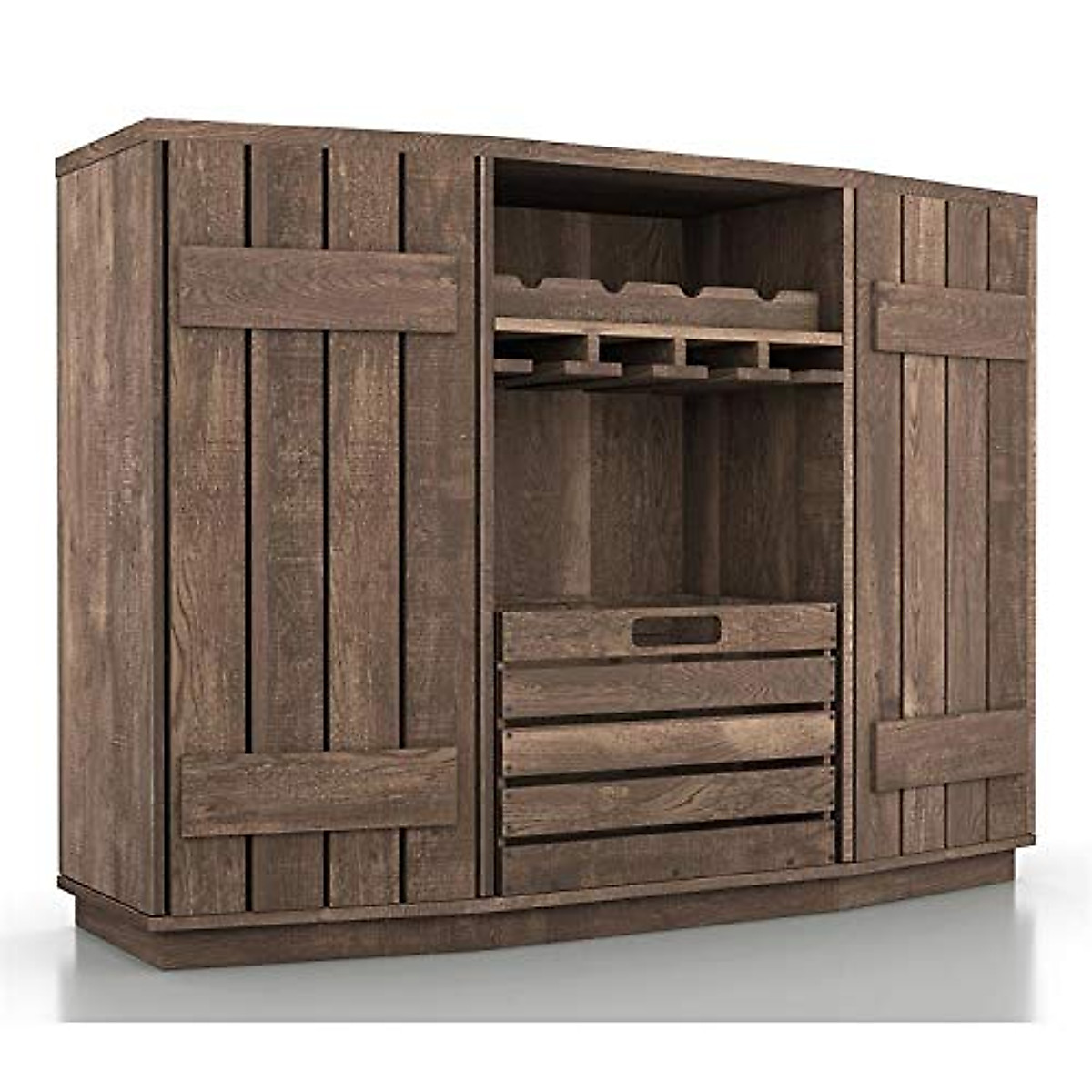 Furniture of America Layfield Wood Multi-Storage Buffet in Reclaimed Oak