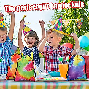 Zhengmy Tie Dye Party Birthday Gift Bags 10 x 7 Inch Treat Goodie Drawstring Favor for Kids Supplies Candy Beach Luau (Graffiti Style, 24 Pack)