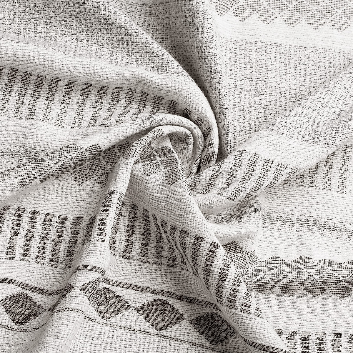 Sweet JoJo Designs Boho Black and Grey Cotton Woven Jacquard Modern Duvet Comforter Cover and Sham 3 pc. Full Queen Size Bed Bedding Set Farmhouse Patterned Ivory Bohemian Geometric Textured Neutral