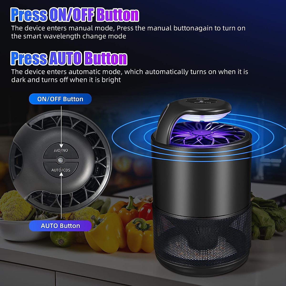 Fly Trap Indoor,Insect Traps Indoor,Automatic Fruit Fly Traps for Indoors Self-Activating Killer for Mosquitos,Gnats,Moths,Fruit Flies for Home,Bug Light Trap Indoor with Suction Bug Light Sticky Glue