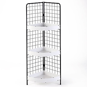 The Lakeside Collection Metal Corner Shelf - 3 Tier Rustic Farmhouse Shelving Display Unit - White
