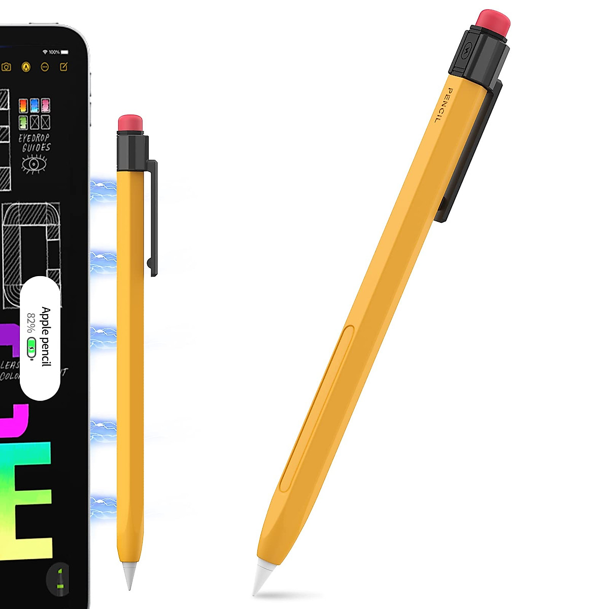 TRONWIN Apple Pencil Pro Case for Apple Pencil 2nd Generation Sleeve Silicone Cover Perfect Grip Skin Classic Design with Sturdy Clip Compatible with Apple Pencil 2nd gen (Classic)