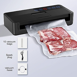 vsdk Vacuum Sealer Machine, Automatic Food for Preservation with sealers bags, Dry Moist Modes, Led Indicator Lights, Compact Design Full 95 Kpa (Black) , (V8111)
