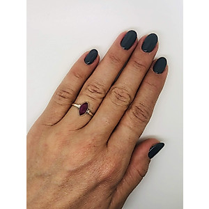 Koral Jewelry Cut Marquise Created Ruby Delicate Ring 925 Sterling Silver Vintage Tribal Gipsy Boho Look (6)