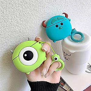 ZAHIUS Airpods Silicone Case Cool Cover Compatible for Apple Airpods 1&2 [Cartoon Series][Designed for Kids Girl and Boys](2Pack Round Mike&Sulley)