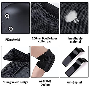 TXJ Sports Adult/Youth Knee Pads Wrist Guards with Elbow Pads Protective Gear Set for Skating Roller Inline Skating Derby Rollerblading Cycling bike scooter