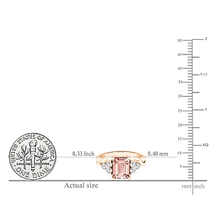 Dazzlingrock Collection 8x6mm Emerald Cut Morganite & Round White Diamond Twisted Engagement Ring for Women in 10K Solid Rose Gold, Size 7