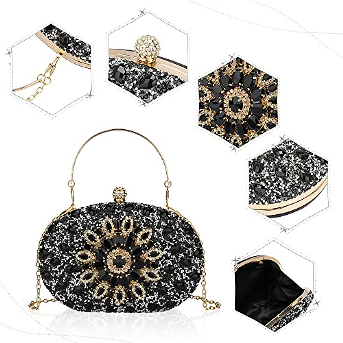 Rhinestone Hobo Bags for Women, Sparkly Evening Handbag Rhinestone Purse Sparkly Crystal Clutch Purse Chic Evening Handbag
