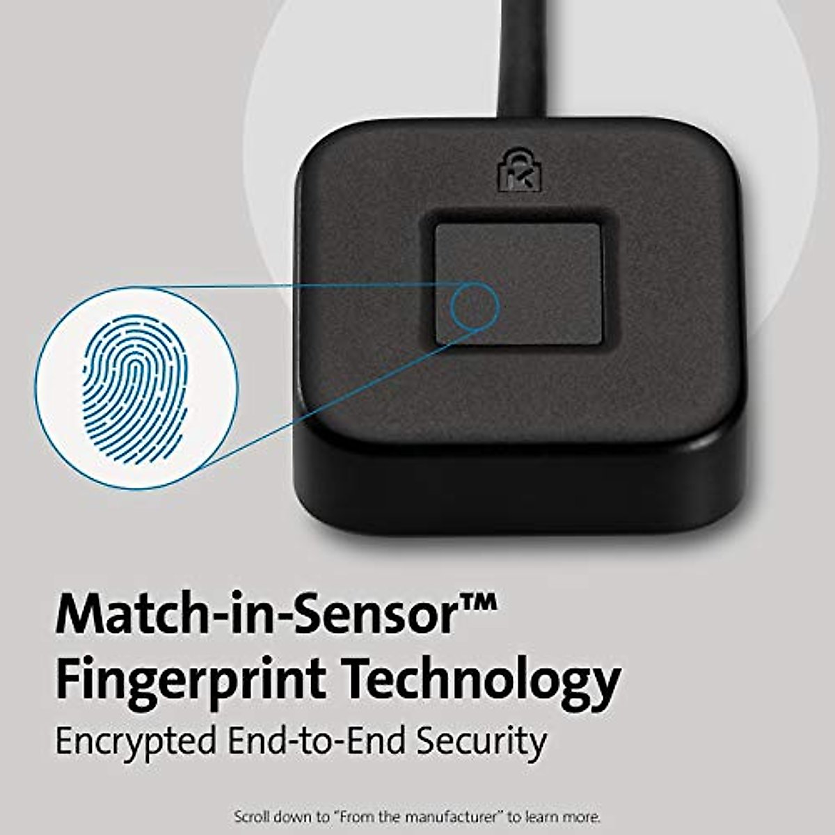 Kensington VeriMark Desktop USB Fingerprint Key Reader - Windows Hello, FIDO U2F, FIDO2 (K62330WW)