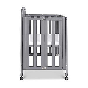 DaVinci Dylan Folding Portable 3-in-1 Convertible Mini Crib and Twin Bed in Grey, Greenguard Gold Certified