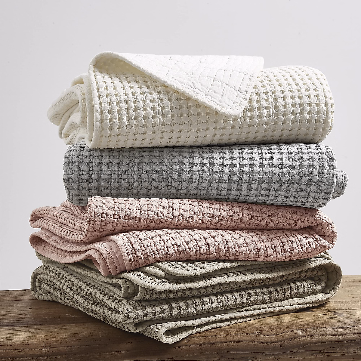 Levtex Home - Mills Waffle - Throw - Taupe Cotton Waffle - Throw Size 50 x 60in.