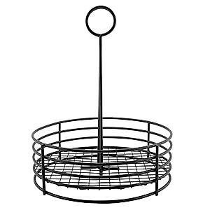 G.E.T. Enterprises Black Round Stainless Steel Condiment Caddy Iron Teflon Coated Table Caddies Collection 4-31850 (Pack of 1)