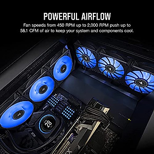 CORSAIR ML120 LED Elite, 120mm Magnetic Levitation Blue LED Case Fan with AirGuide, Single Pack, Black