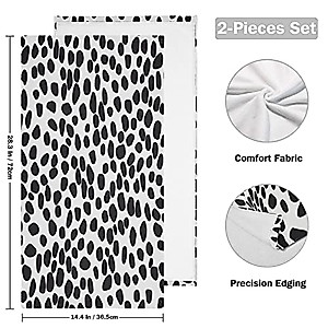 Kigai 2 Pack Black White Leopard Print Hand Towels Set Kitchen Towels Super Soft Highly Absorbent Fingertip Towel for Bath,Kitchen,Gym and Spa