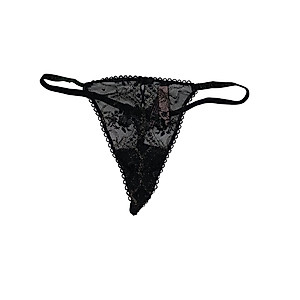 Victoria's Secret Very Sexy Rose and Bows V-String Panty Color Black New (X-Small)