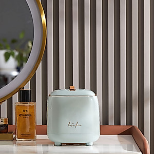 Sheebo Premium Tea Pot Mini Trash Can with Lid Wastebasket 50 Counts Mini Trash Bags for Bathroom Vanity, Desktop, Tabletop or Coffee Table - 2 Liter (Tea Pot - Teal)