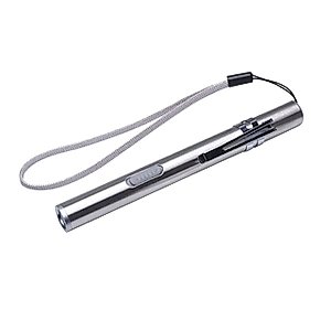 BUGUUYO Medical Pen Light LED Flashlight Pocket Flashlight Camping Flashlight Handheld Flashlight Waterproof Flashlight USB Charging Flashlight LED Pen Light Hiking Flashlight Silver