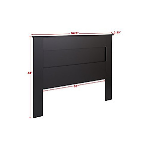 Prepac Stylish Flat Wood Panel Headboard for Queen Size Beds, Simplistic Wooden Queen Headboard 2.25" D x 64.5" W x 48" H, Black, BHFQ-1301-1