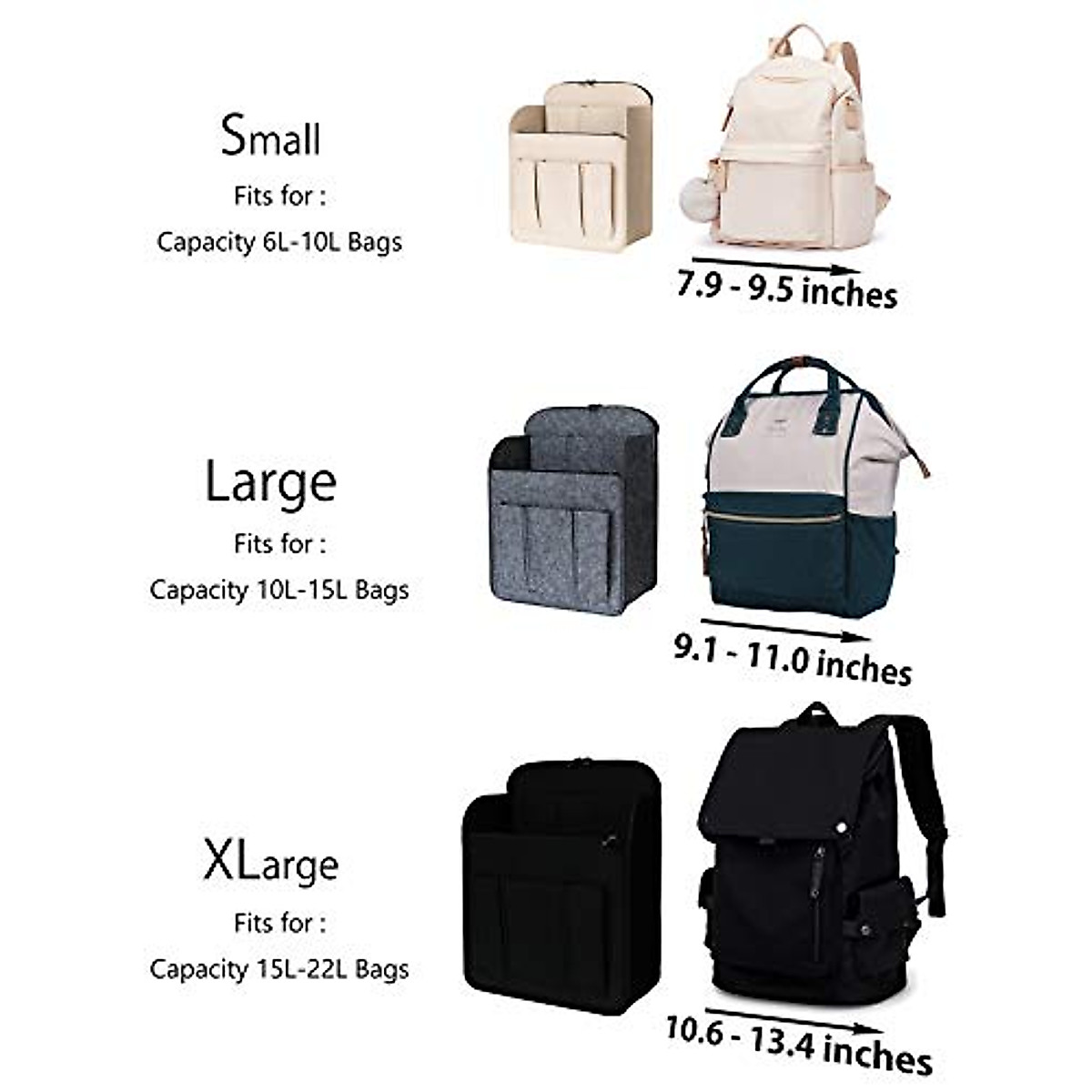 APSOONSELL Backpack Organizer Insert, Felt Bag Organizer for Backpack Rucksack Shoulder Bag Shaper Foldable, Red, XL