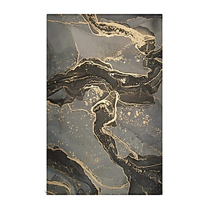 Dallonan Kitchen Towels and Dishcloths Sets of 6 Luxury Abstract Black Gray Gold Marble Polyester Soft Absorbent Hand Towels for Kitchen Clearance, Dish Towel, Tea Towels, Bar Towels 28x18 Inch