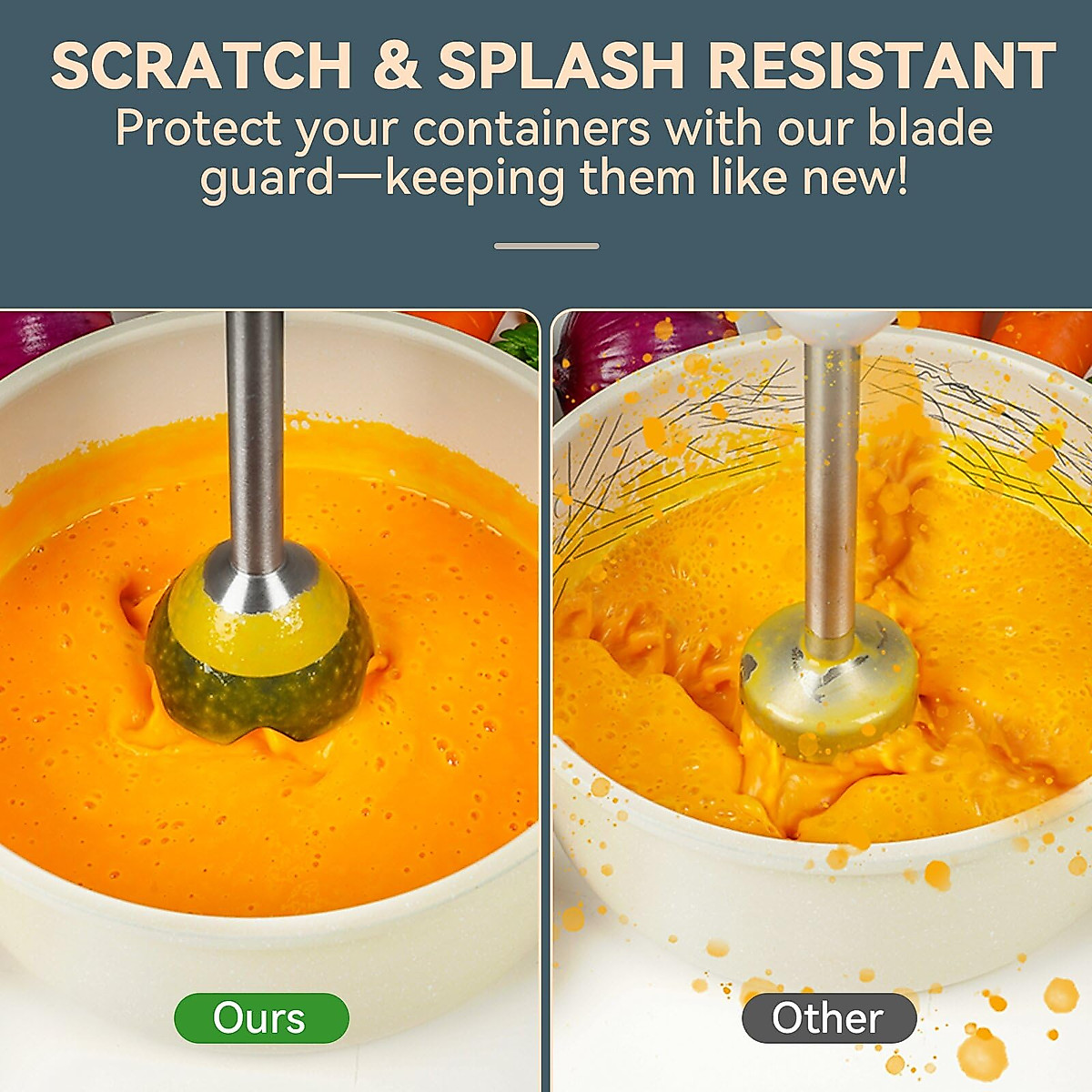 LINKChef 7 in 1 Immersion Blender Scratch Resistant, 2 Titanium Steel Blades 800W Hand Blender, 20 Speed and Turbo Mode Stick Blender Immersion with Whisk, Milk Frother, Food Processor, Beaker