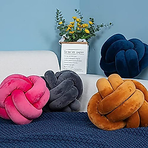 Yefound Navy Blue Knot Ball Pillow Home Decoration Plush Throw Pillow Round Ball Cushion Knotted Pillows for Sofa Car Office Decor, 8inches