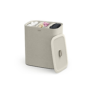 Joseph Joseph Tota - Trio 90-liter Laundry Hamper Separation Basket with lid, 3 Removable Washing Bags with Handles- Ecru