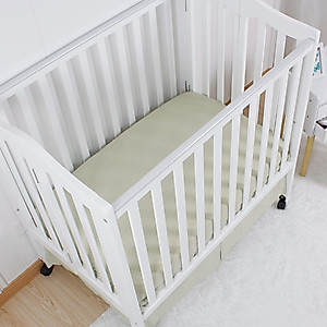 CaSaJa Microfiber 3 Pack Mini Portable Crib Sheets, Pack N Play Sheets with Comfy Napping Surface for Baby, Silky Soft Playard Playpen Sheets Set, Fits 24" x 38", Green + Light Grey + White