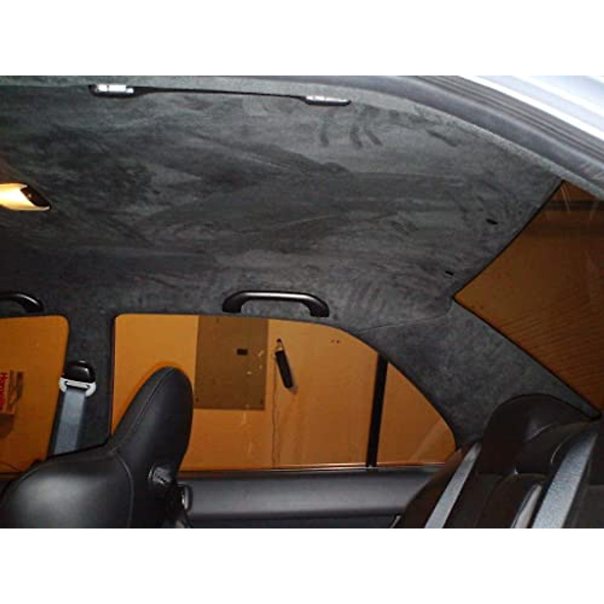 Suede Headliner Fabric with Foam Backing Material Automotive Micro-Suede Headliner Roof Fabric for Car RV Boat Home Interior Replacement Repair 60" Wide - Black, 36" L×60" W 1