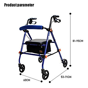 Rollators 4 Wheel with Seat Folding Lightweight, Folding Rollator with Seat and Basket, Rollator Walker for Elderly Adjustable, Disability Aids Walkers, Mobility Walkers 4 Wheels,Load weight 220lbs,Bl