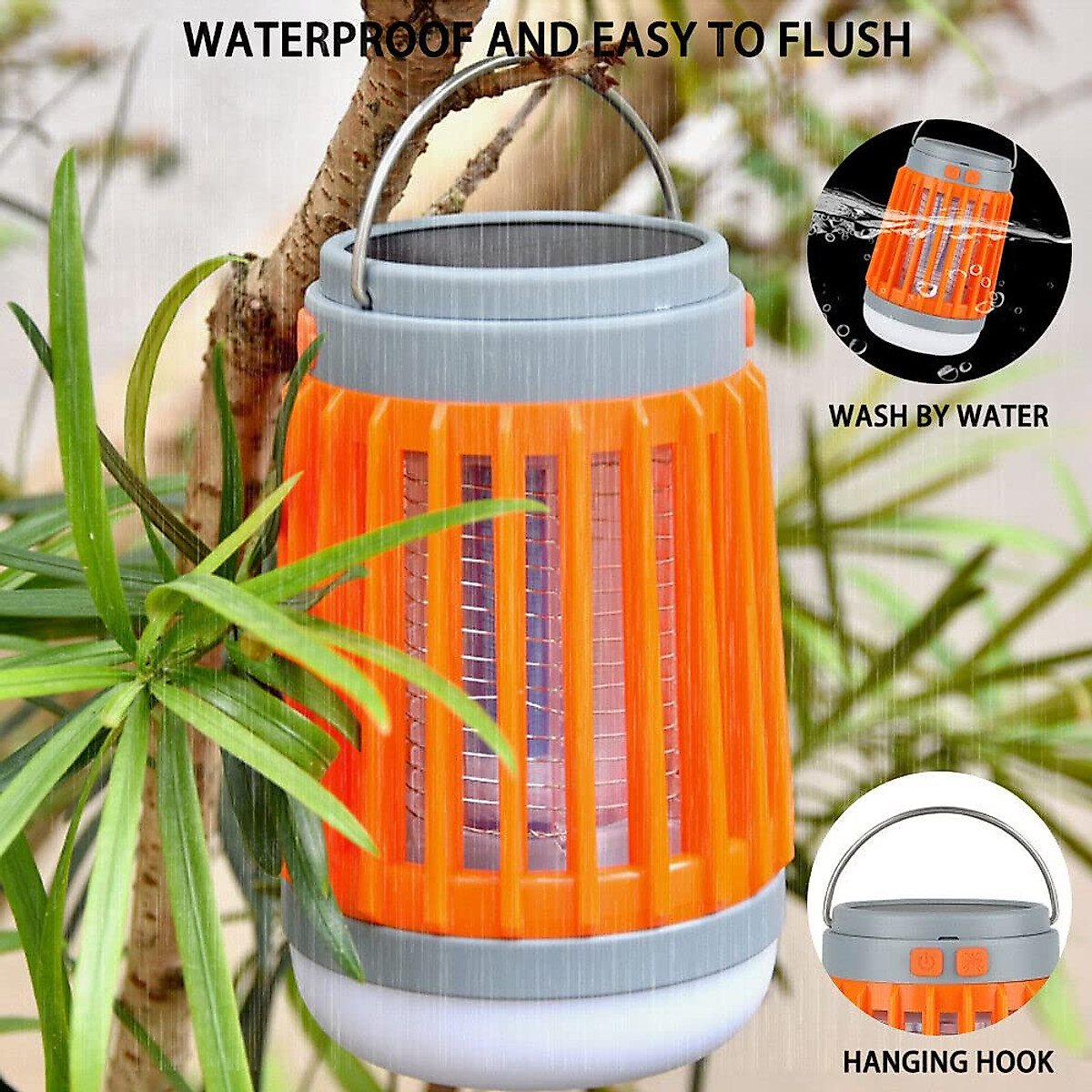 2PCS Solar Bug Zapper Light Bulb 3 in 1 Mosquitoes Killer USB Rechargeable Camping Light Flashlight,IPX6 Waterproof Portable Light Bulb Zapper Outdoor for Travel Hiking,Doorway,Corridor,Balcony (4)