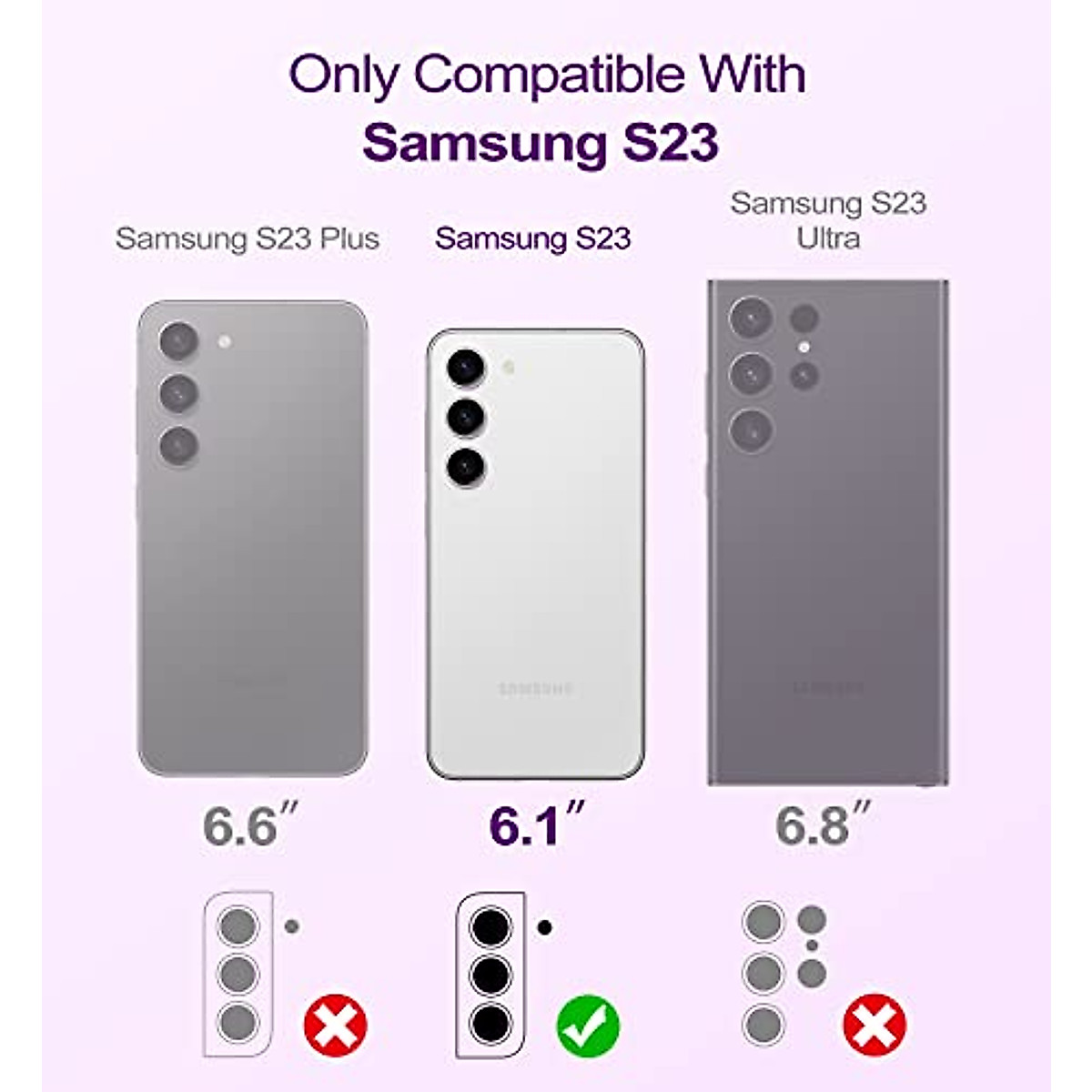 WeLoveCase Galaxy S23 5G 3-in-1 Heavy Duty Protection, Hybrid Shockproof TPU Bumper, Full Body Protective Cover - 6.1 Inch, Purple