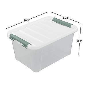 Vcansay 20 Quart Plastic Clear Storage Latch Box, Lidded Storage Bins, 4 Packs